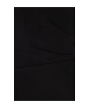 Off-White Asymmetrical Ruched Long-sleeved Mini Dress - Black
