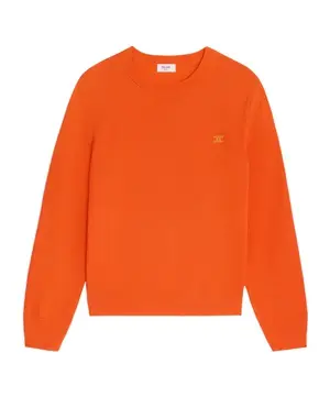 Celine Crewneck Sweater In Fine Wool - Orange