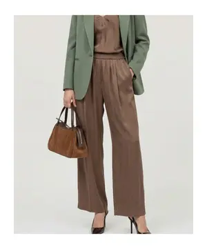 FORTE_FORTE Pleated Wide-leg Trousers - Brown