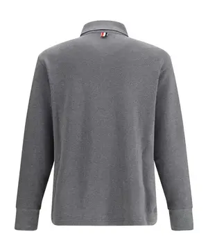 Thom Browne Logo Patch Polo Shirt - Medium Gray