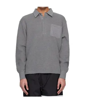 Thom Browne Logo Patch Polo Shirt - Medium Gray