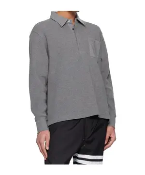 Thom Browne Logo Patch Polo Shirt - Medium Gray