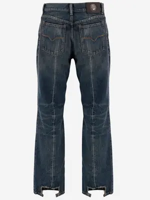 Versace Distressed Straight-leg Jeans