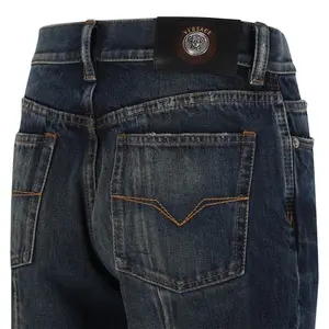 Versace Distressed Straight-leg Jeans