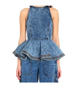 Alaïa Peplum Denim Top