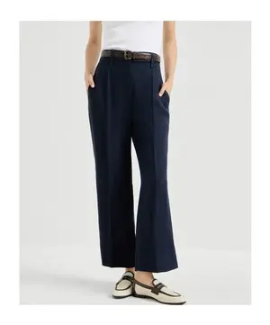 Brunello Cucinelli Fluid Twill Cigarette Trousers - Black