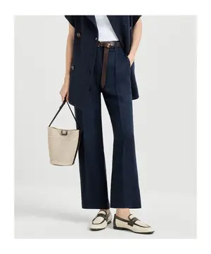 Brunello Cucinelli Fluid Twill Cigarette Trousers - Black