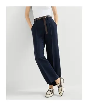 Brunello Cucinelli Fluid Twill Cigarette Trousers - Black
