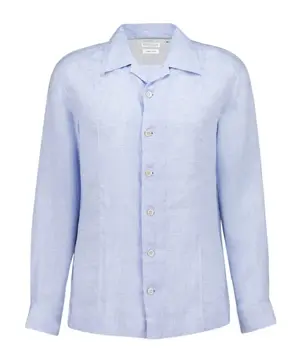 Brunello Cucinelli Crête Detailed Easy Fit Shirt - Blue