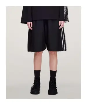 Y3 Sport Uniform Raw Cut 3-stripes Shorts - Black