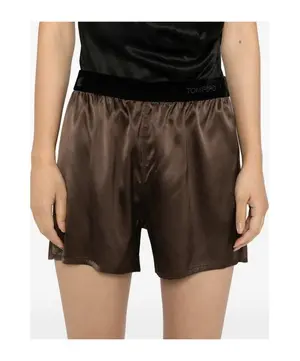 TOM FORD Satin Boxer Shorts - Brown