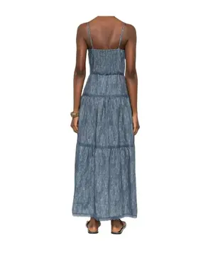 ERMANNO FIRENZE Sleeveless Floral Embroidered Tiered Midi Dress