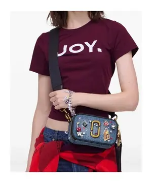 Marc Jacobs Trinket Charm Denim Snapshot Bag - Black