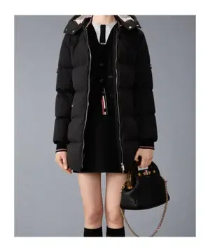 Thom Browne Zip-up Padded Coat With Drawcord Hood And Rwb Trim