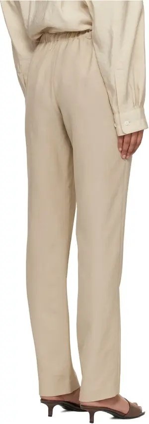 Loulou De Saison Straight-leg Pants With Elasticated Waist - Beige