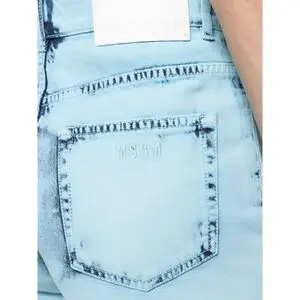 MSGM High-waisted Denim Shorts With Frayed Hem