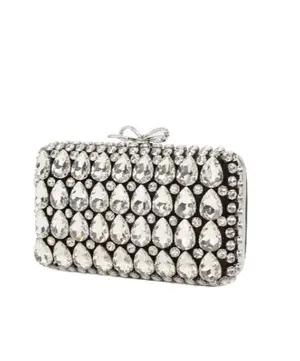 SELF-PORTRAIT Crystal Embellished Bow Clutch