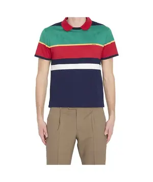 Versace Striped Short-sleeved Polo Shirt - Multicolor