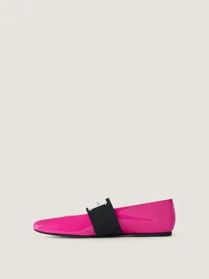Givenchy Patent Leather Ballet Flats With Logo Strap - Fuchsia