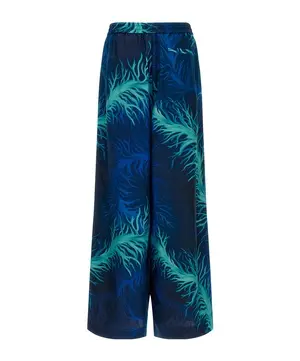 F.R.S FOR RESTLESS SLEEPERS Coral Print Wide-leg Trousers - Blue