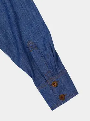 Zimmermann Long Sleeve Denim Shirt With Notched Lapels - Railway Blue