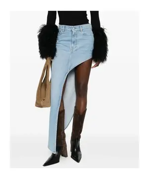 Coperni Asymmetrical One-leg Denim Skirt - Blu