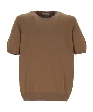 GRAN SASSO Short Sleeve Knit Sweater - Brown