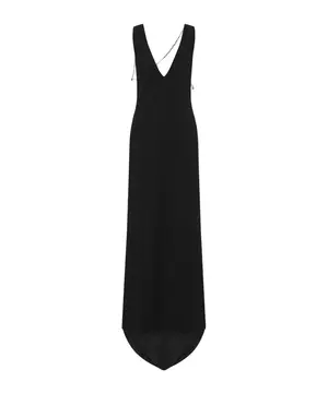 Moschino Sleeveless V-neck Maxi Dress With Chain Detail And Open Back