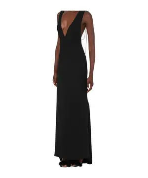 Moschino Sleeveless V-neck Maxi Dress With Chain Detail And Open Back