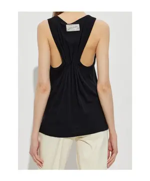 Victoria Beckham Round Neck Sleeveless Draped Top