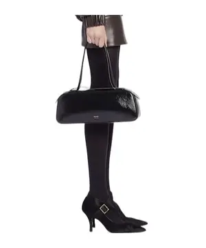 Khaite Simona Crackled Patent Shoulder Bag - Black