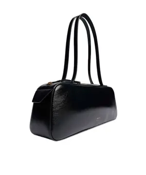 Khaite Khaite Simona Crackled Patent Shoulder Bag Black