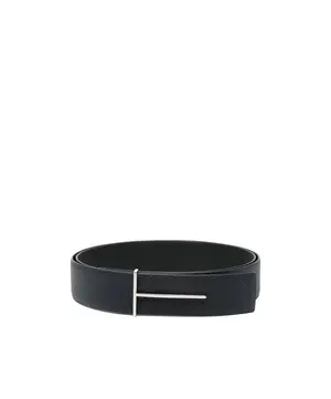 TOM FORD Leather Reversible Belt With Palladium-plated Buckle - Black