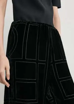 TOTEME Monogram Velvet Straight-leg Pants - Black