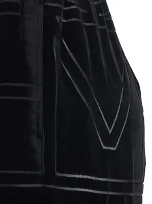 TOTEME Monogram Velvet Straight-leg Pants - Black