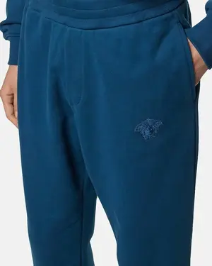 Versace Medusa-head Embroidered Sweatpants - Blue