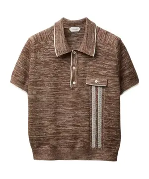 Versace Mouliné Jacquard Knit Polo Shirt