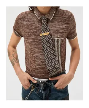 Versace Mouliné Jacquard Knit Polo Shirt