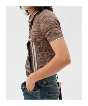 Versace Mouliné Jacquard Knit Polo Shirt