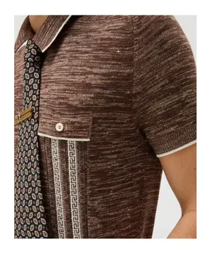Versace Mouliné Jacquard Knit Polo Shirt