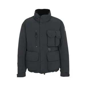 Moncler Long-sleeved Down Jacket With Stand-up Collar - Black