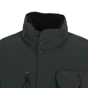 Moncler Long-sleeved Down Jacket With Stand-up Collar - Black