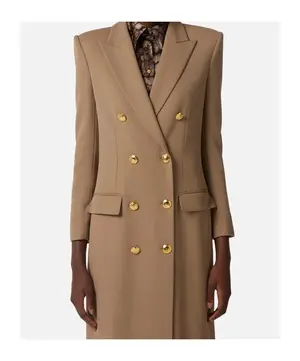 Elisabetta Franchi Double-breasted Long Coat - Clay Color