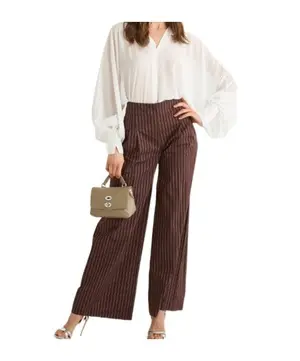 Patrizia Pepe Pinstriped Wide-leg Pants - Red
