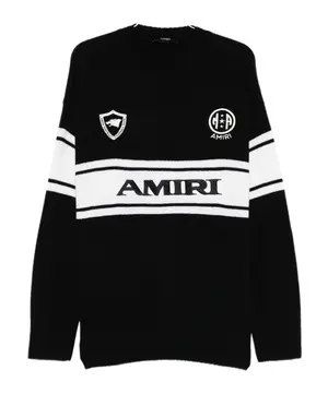 Amiri Logo Stripe Crew Neck Sweater