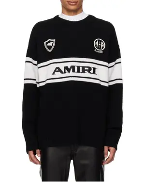 Amiri Logo Stripe Crew Neck Sweater