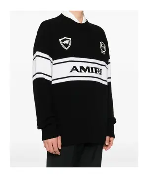 Amiri Logo Stripe Crew Neck Sweater
