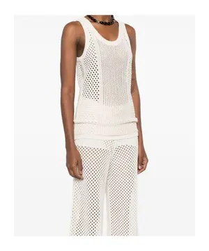 GOLDEN GOOSE Sleeveless Knit Top With Logo Patch