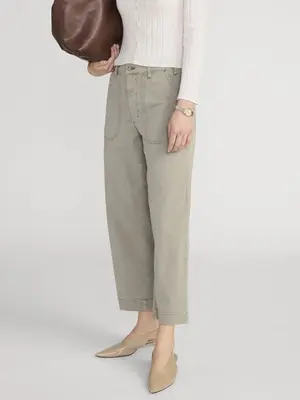 FRAME High-rise Cropped Trouser With Utility Pockets - Thyme