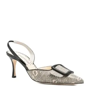 Manolo Blahnik Maysli Buckled Pointed Toe Pumps - Nude